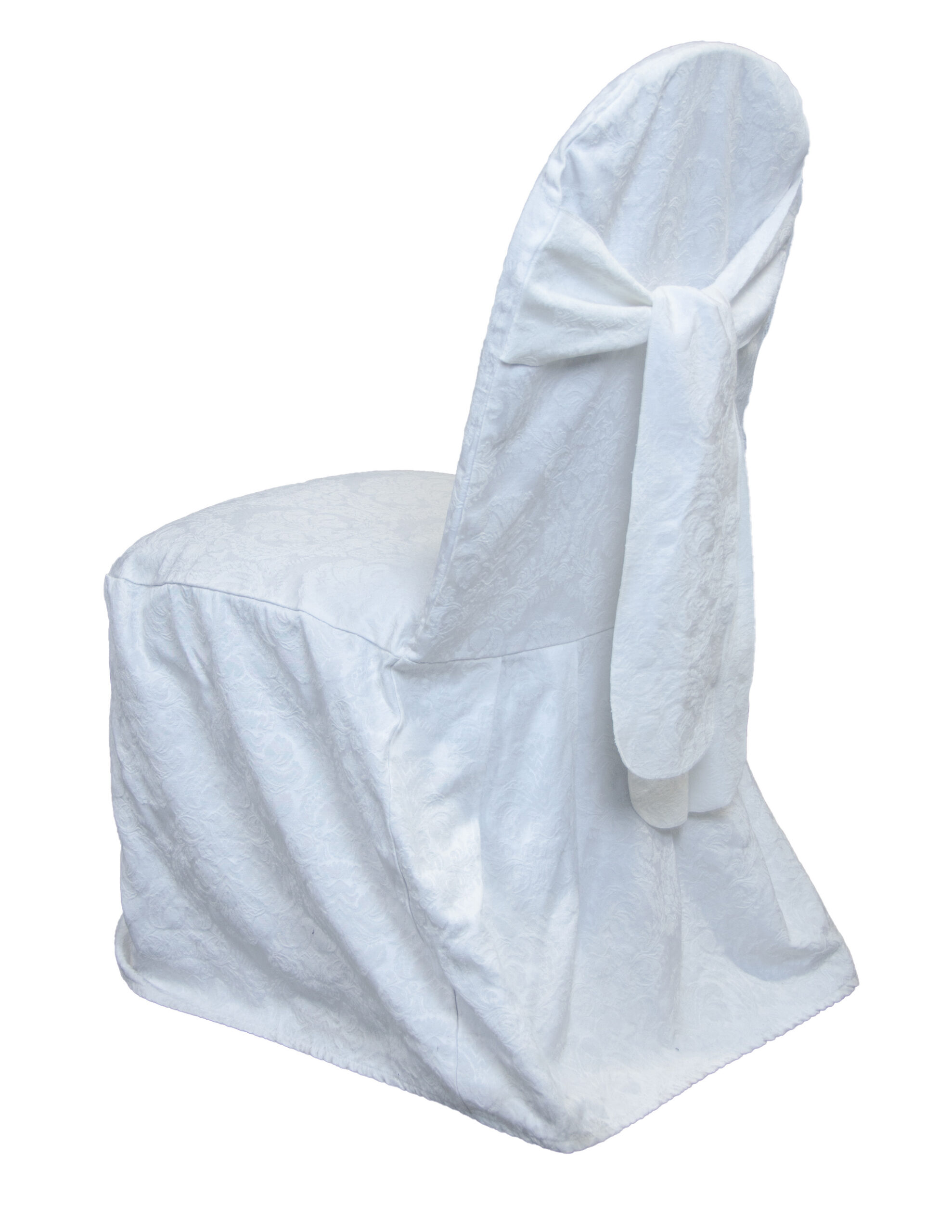 Brocade Banquet Chair Cover - WHITE - The Party Centre
